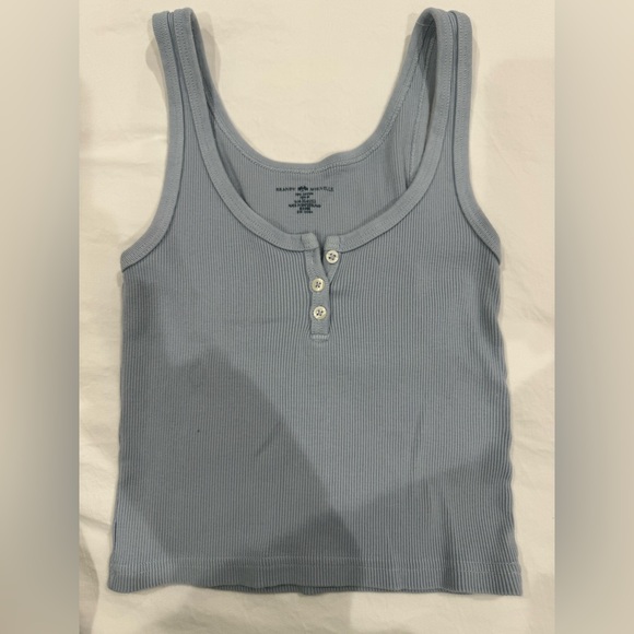 Brandy Melville | Tops | Brandy Melville Baby Blue Ribbed Tank Top With ...